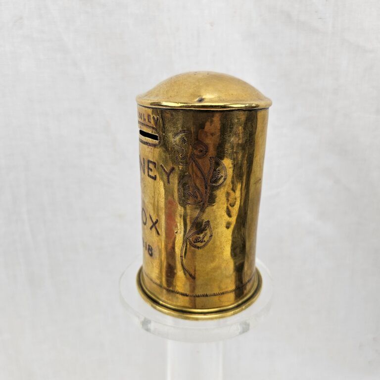 WW1 Dated 1917 British 6 Pounder Trench Art Money Box - Sally Antiques