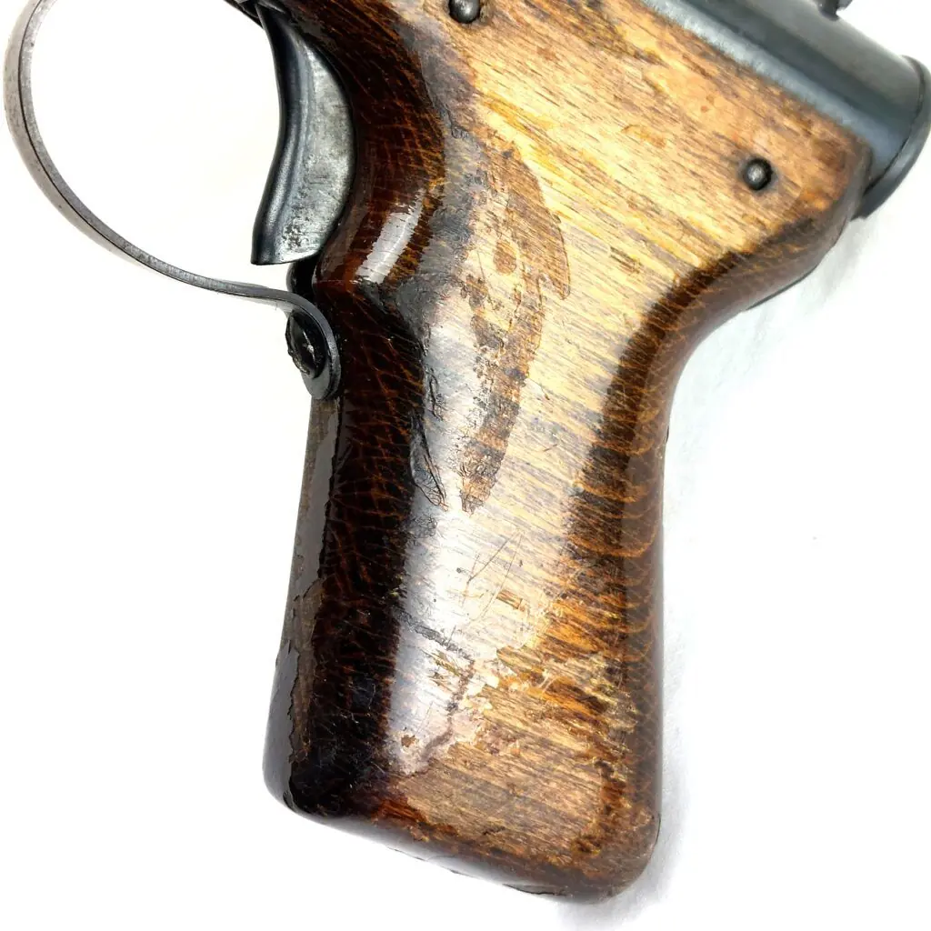 British, Diana Model Number 2 Gat Type Air Pistol, with smooth wooden ...