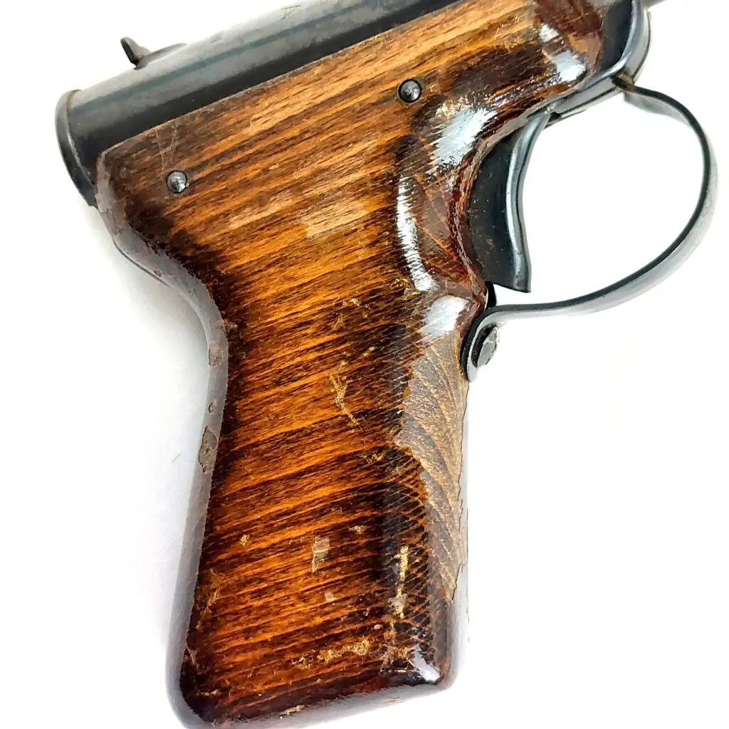 British, Diana Model Number 2 Gat Type Air Pistol, with smooth wooden ...