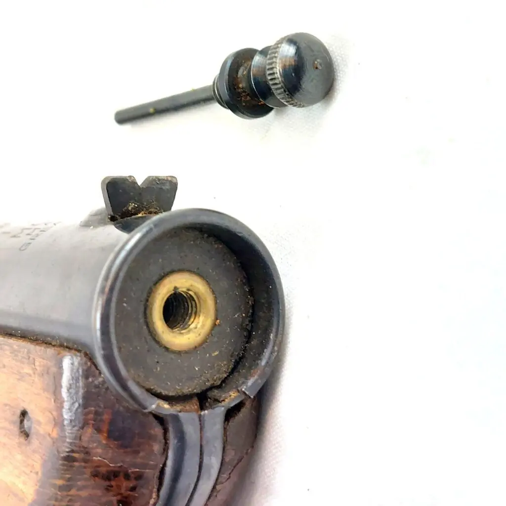British, Diana Model Number 2 Gat Type Air Pistol, with smooth wooden ...