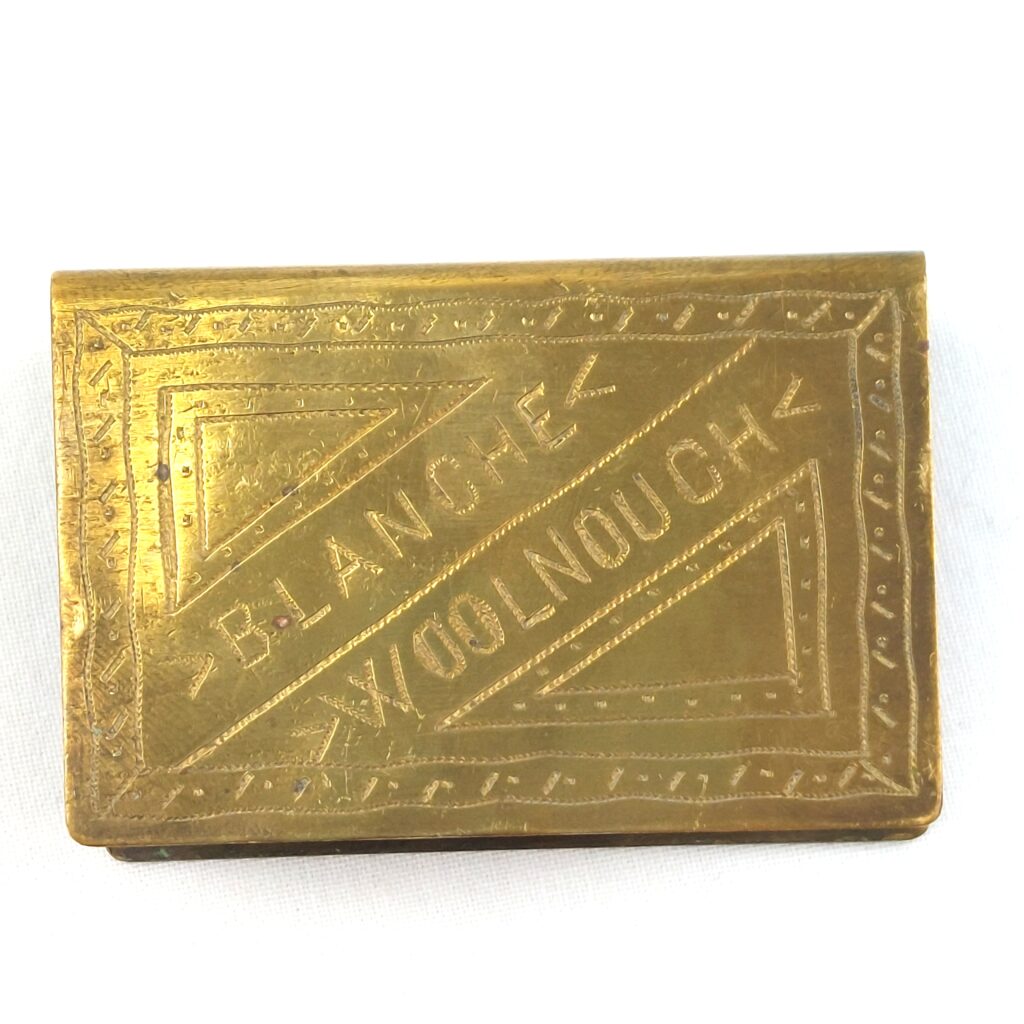WW1, Trench Art Brass Match Case, Engraved with an Iron Cross, Blanche ...