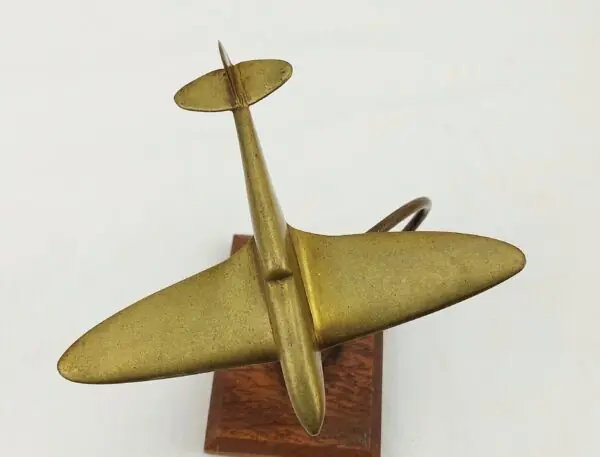 WW2 Brass Trench Art Model Of A Supermarine Spitfire Fighter On Stand ...