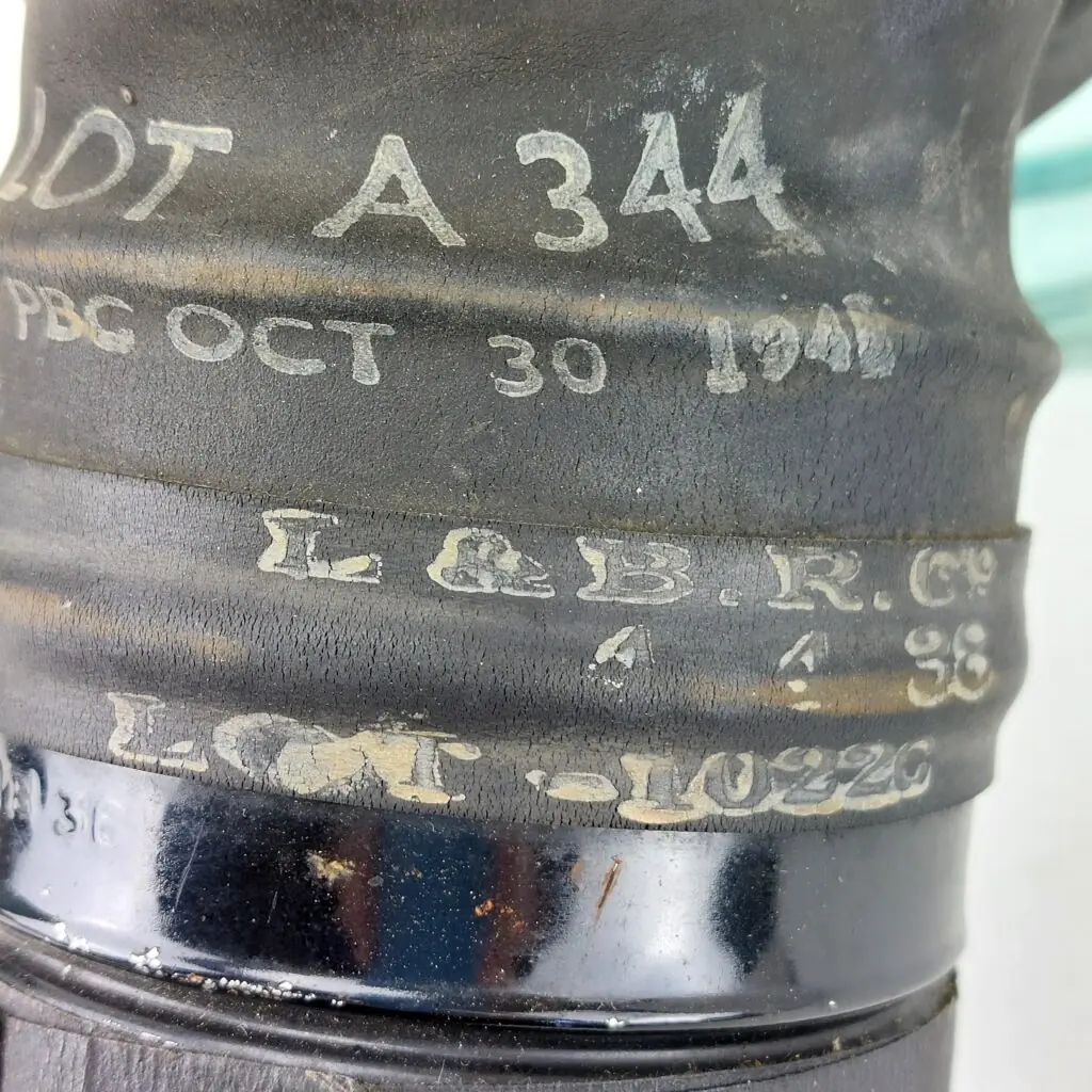 British WW2 Civilian Gas Mask Dated 1941, with WW2 German Long Gas Mask ...