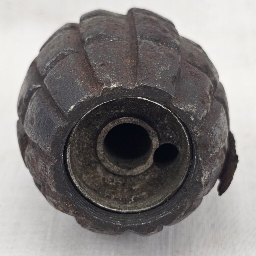 Inert WW1 Mills Bomb No.5 Hand Grenade with Unusual Plug - Sally Antiques