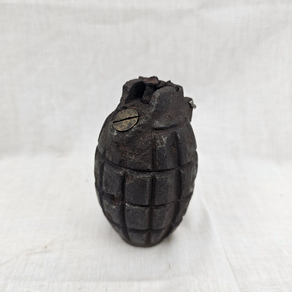 Inert WW1 Mills Bomb No.5 Hand Grenade with Unusual Plug - Sally Antiques