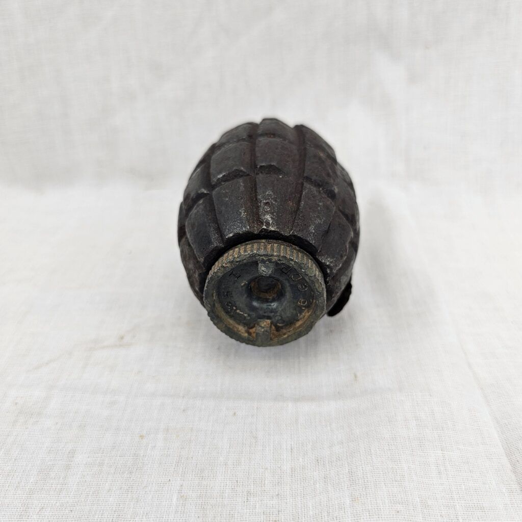 Inert WW1 Mills Bomb No.5 Hand Grenade with Unusual Plug - Sally Antiques