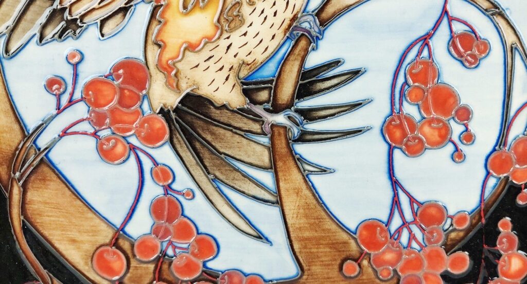 Moorcroft Limited Edition Square Tile Of Redwing Bird Amongst Berries ...