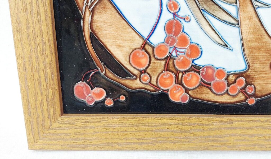 Moorcroft Limited Edition Square Tile Of Redwing Bird Amongst Berries ...