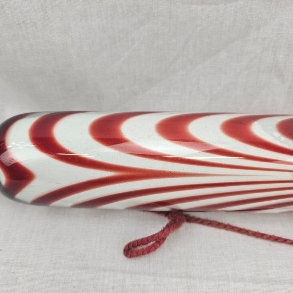 Victorian Red And White Combed Nailsea Glass Rolling Pin - Sally Antiques