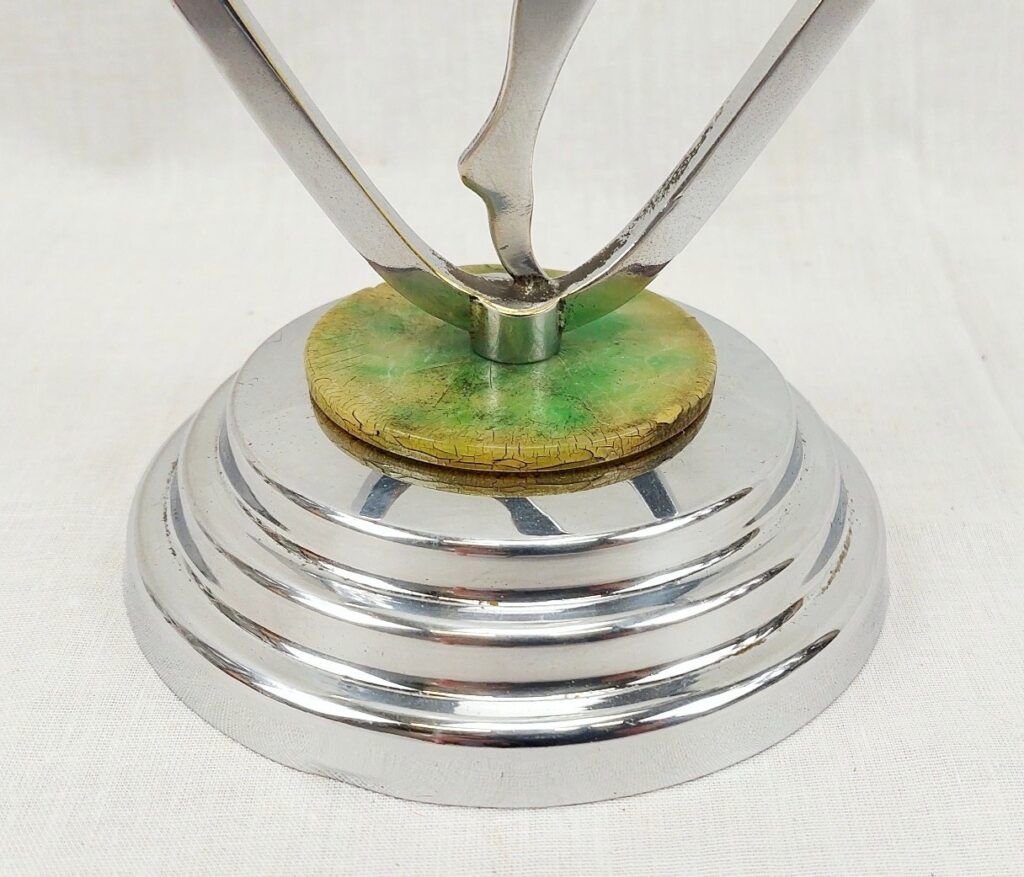 Art Deco Chrome Nude Lady Figural 3 Branch Candelabrum - Sally Antiques