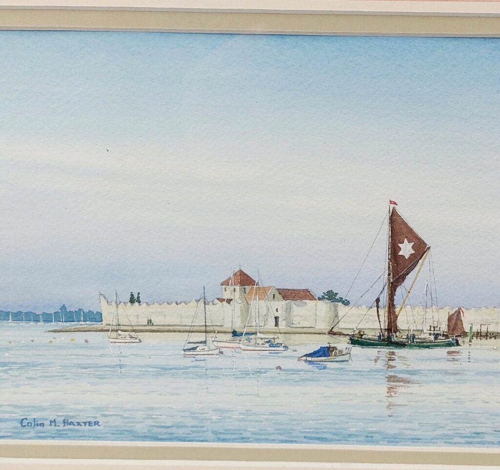 Framed Watercolour Of Porchester Castle By Colin Baxter - Sally Antiques