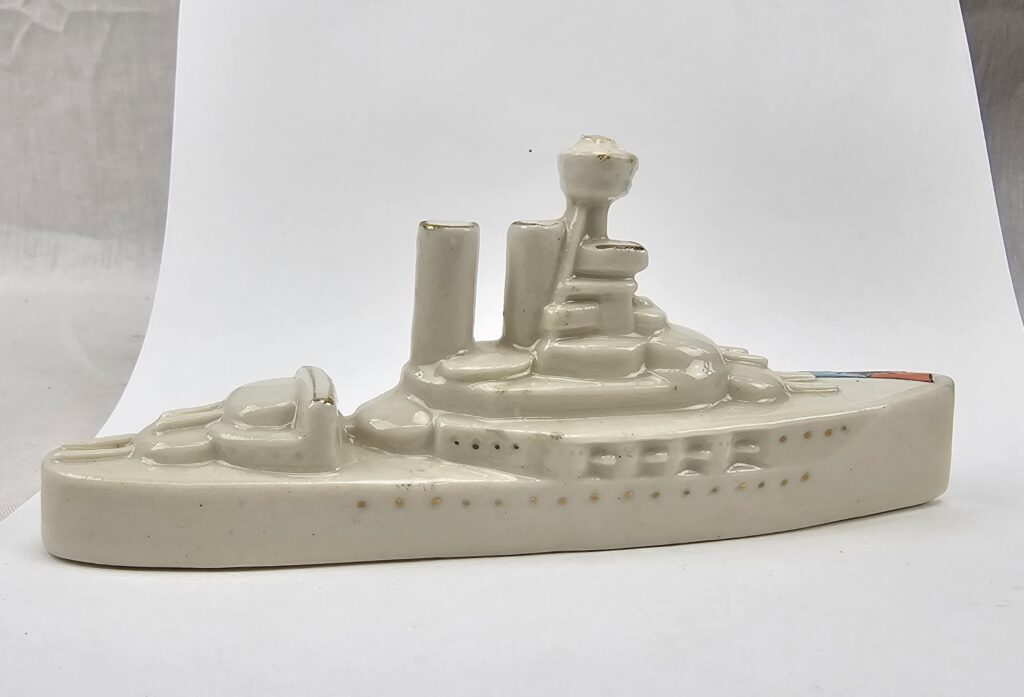 Large WW1 Southsea Crested Ware Battleship By Savoy China - Sally Antiques
