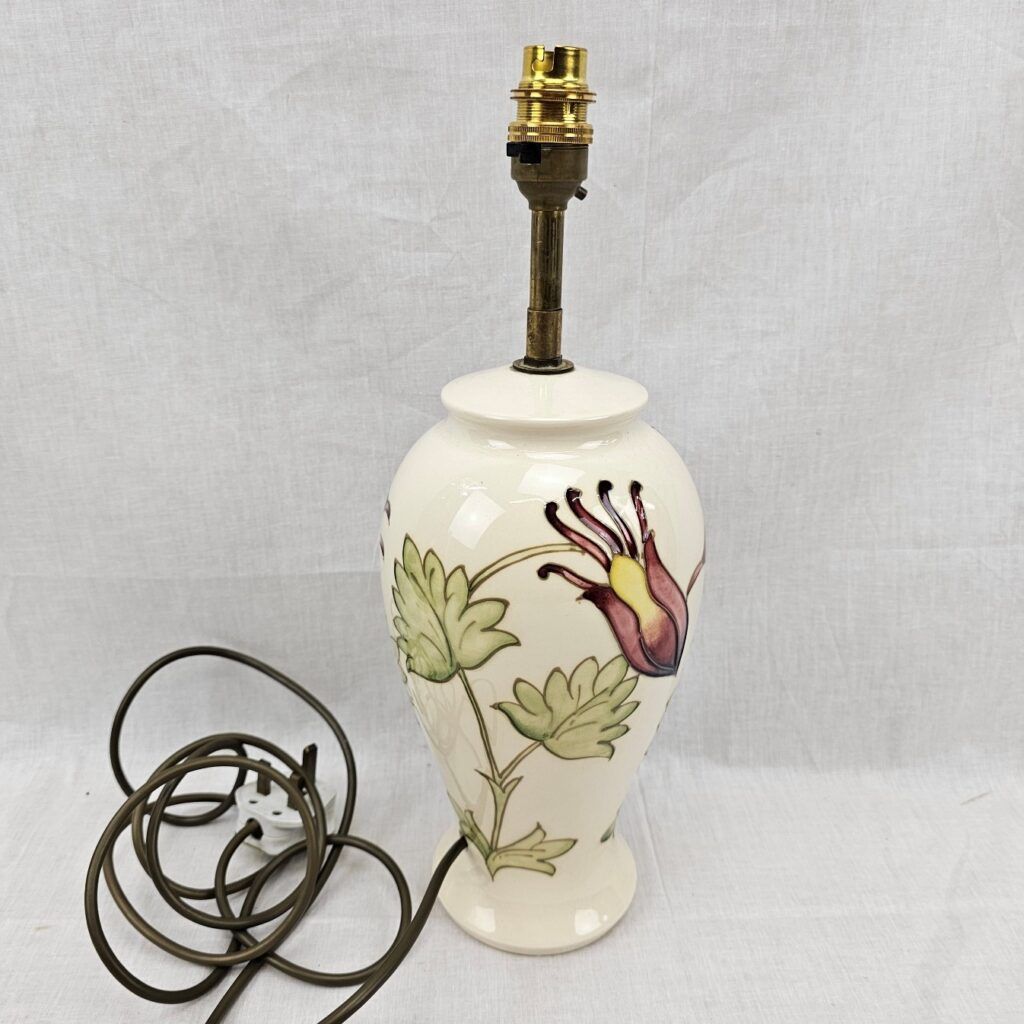 Moorcroft Columbine Pattern Lamp Base - Sally Antiques