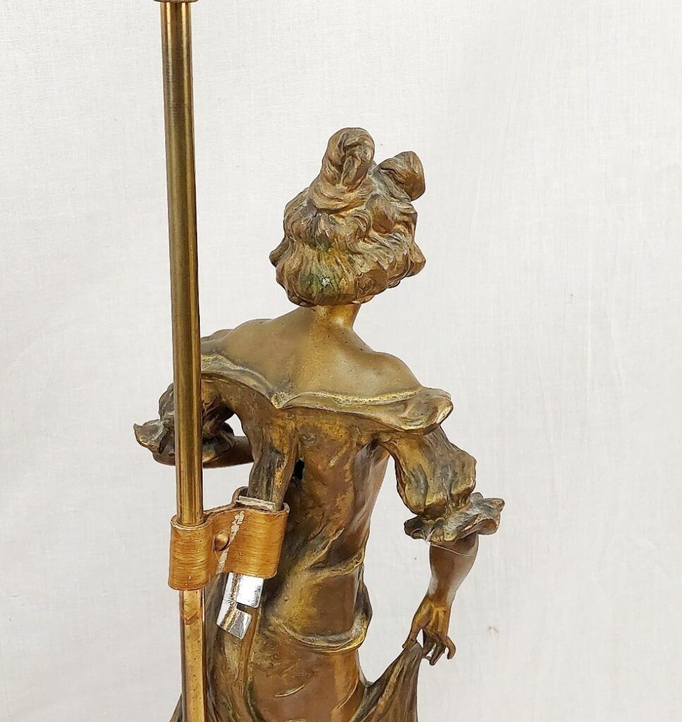 Pair Art Nouveau Gilt Spelter Lady Figurines Converted To Table Lamps ...