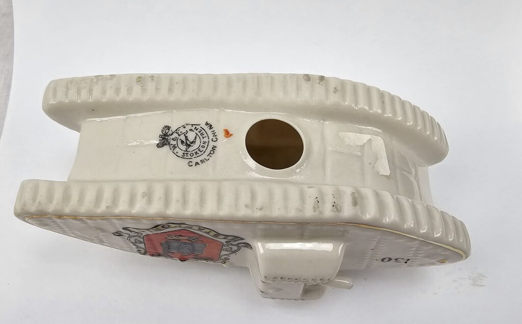WW1 Eistafford Crested Ware Tank By Carlton China - Sally Antiques