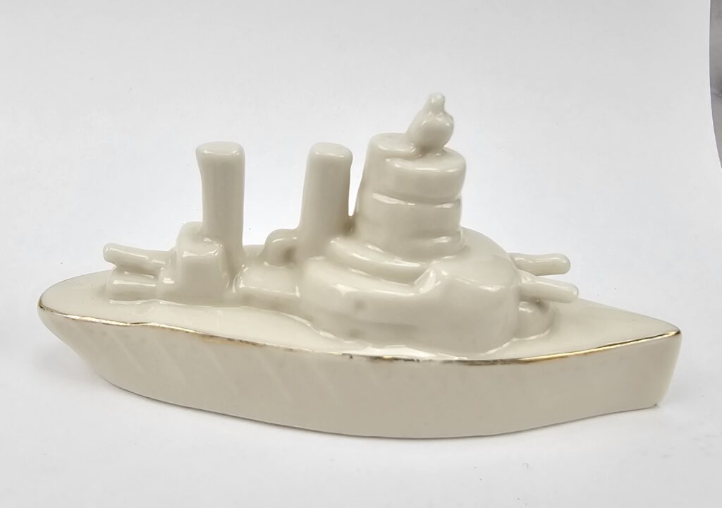 WW1 Portsmouth Crested Ware Battleship - Sally Antiques