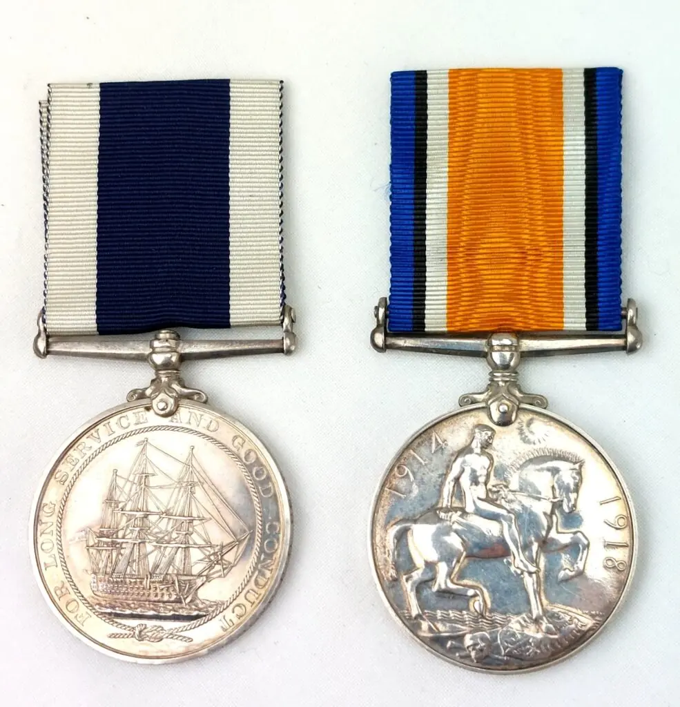 British, WW1, Royal Navy Medal Pair: Great War Medal, Long Service ...