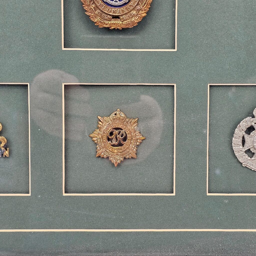 Framed Display Of 7 British Army Cap Badges - Sally Antiques