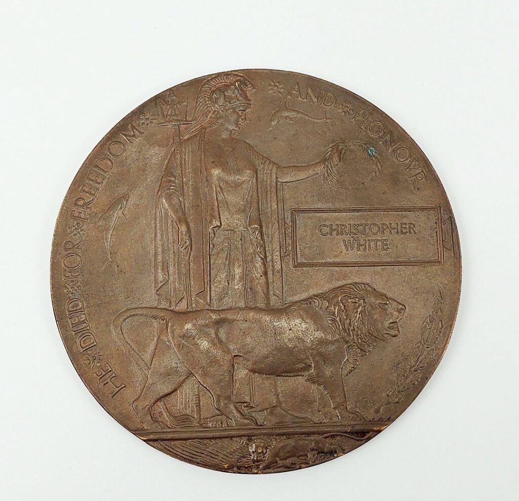 WW1 Death Penny To Christopher White In Original Card - Sally Antiques