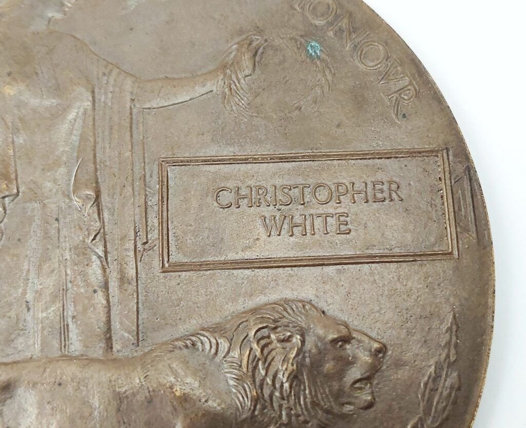 WW1 Death Penny To Christopher White In Original Card - Sally Antiques