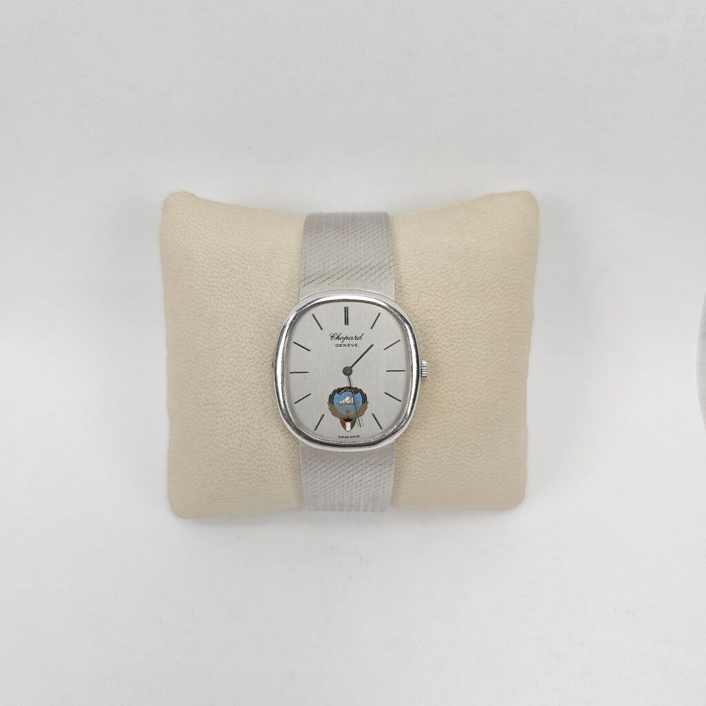 Gents 18ct White Gold Chopard Kuwait Crest Automatic Wrist Watch In Box ...