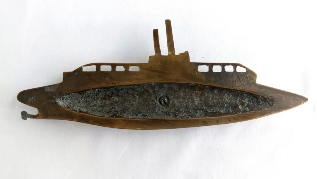 British, WW1, HMS E7, Original Photograph and WW1 Brass Model of a ...
