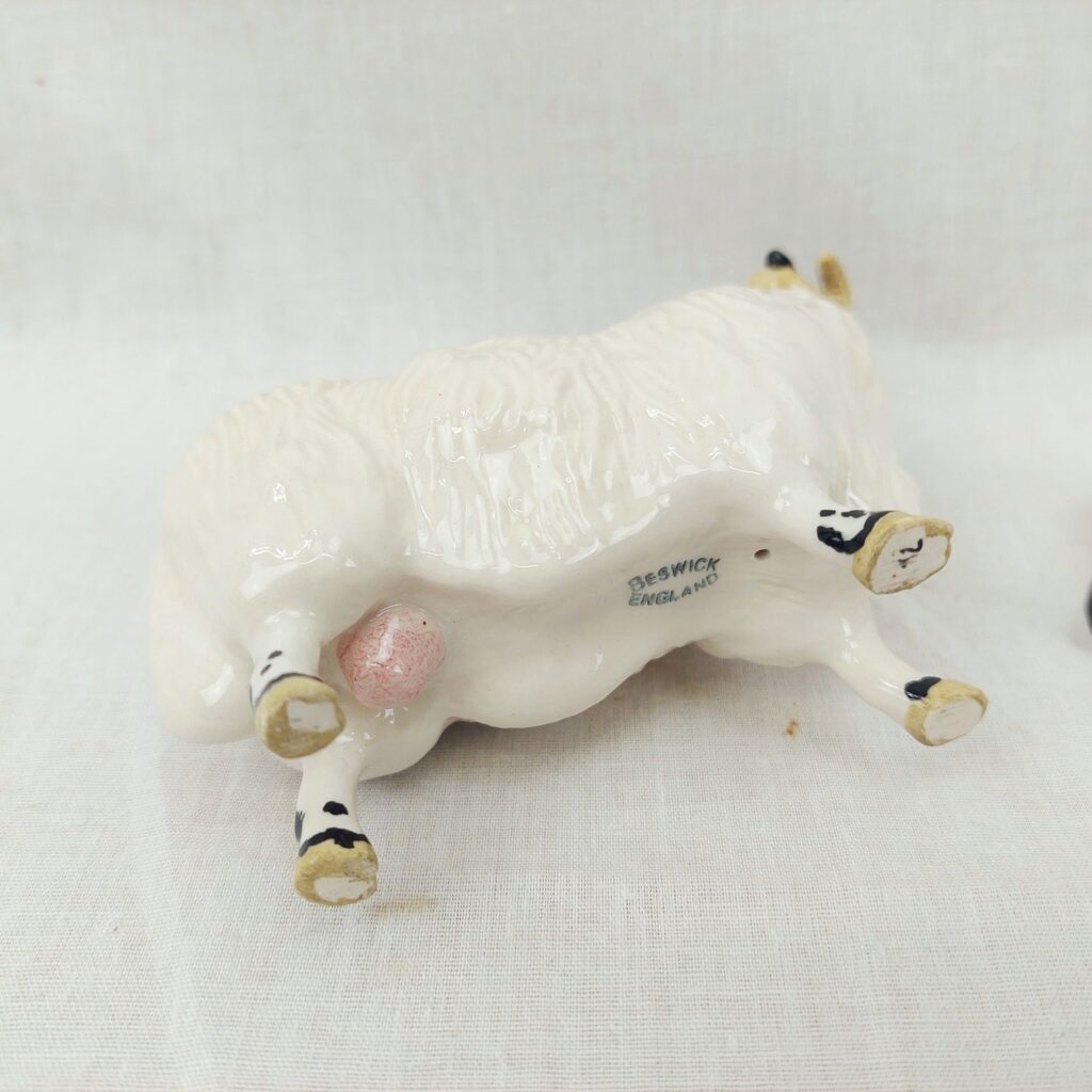 Vintage Beswick Black Faced Ram, Sheep & Lamb Figurine Set - Sally Antiques