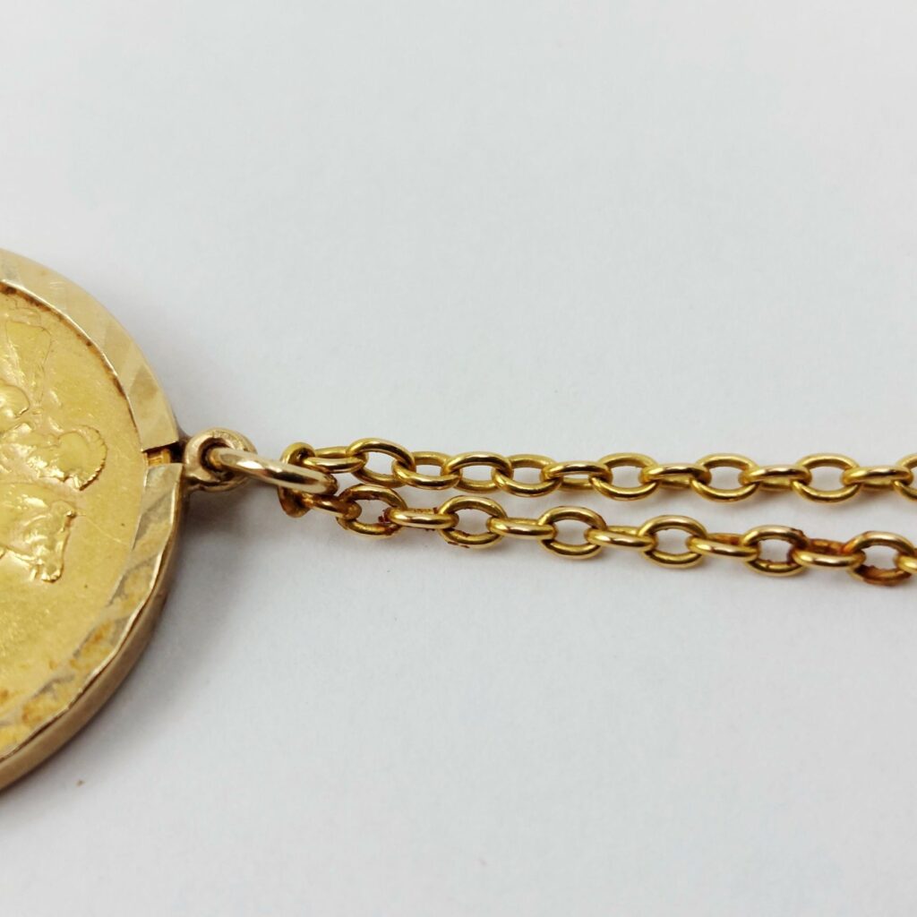 Gold Mounted 1900 Full Gold Sovereign on 18Ct Gold Chain - Sally Antiques