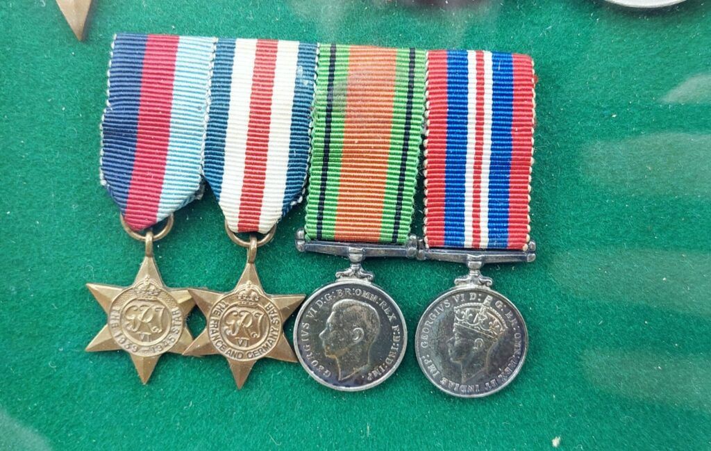 Framed Set of 4 WW2 Medals Plus Miniatures - Sally Antiques