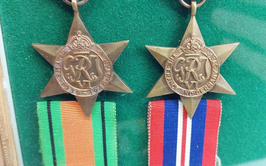Framed Display of 4 WW2 Medals Inc. France & Germany Star - Sally Antiques