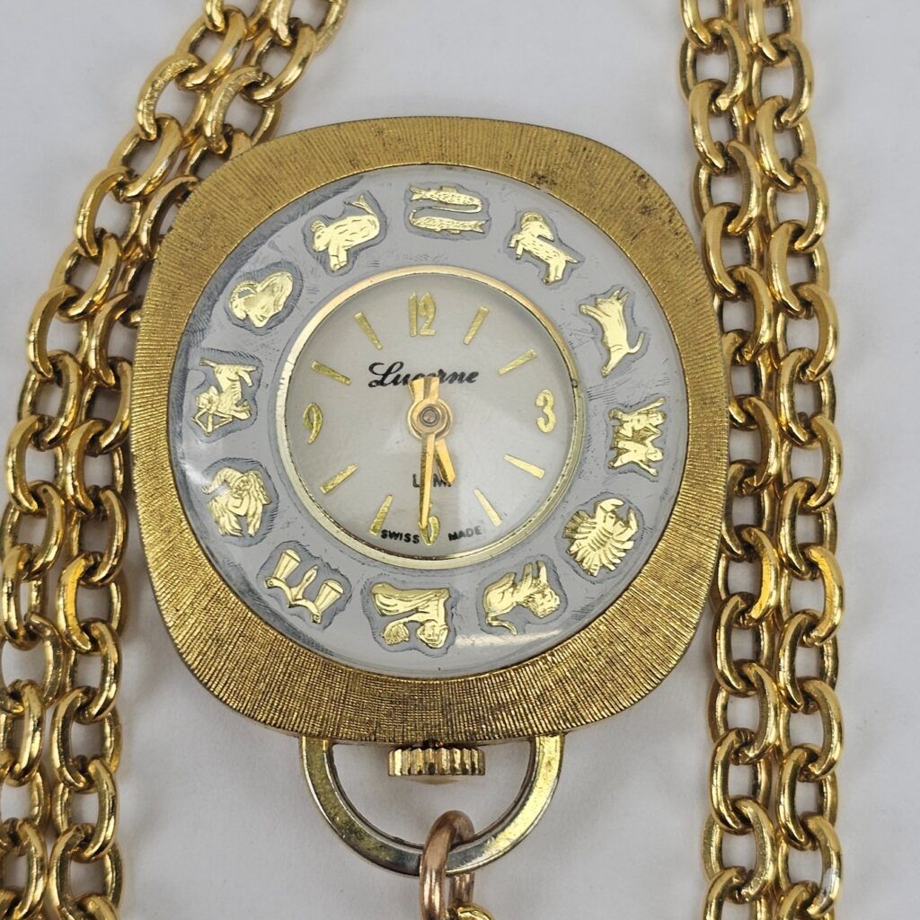 Vintage Swiss Lucerne Fob Watch and Chain - Sally Antiques