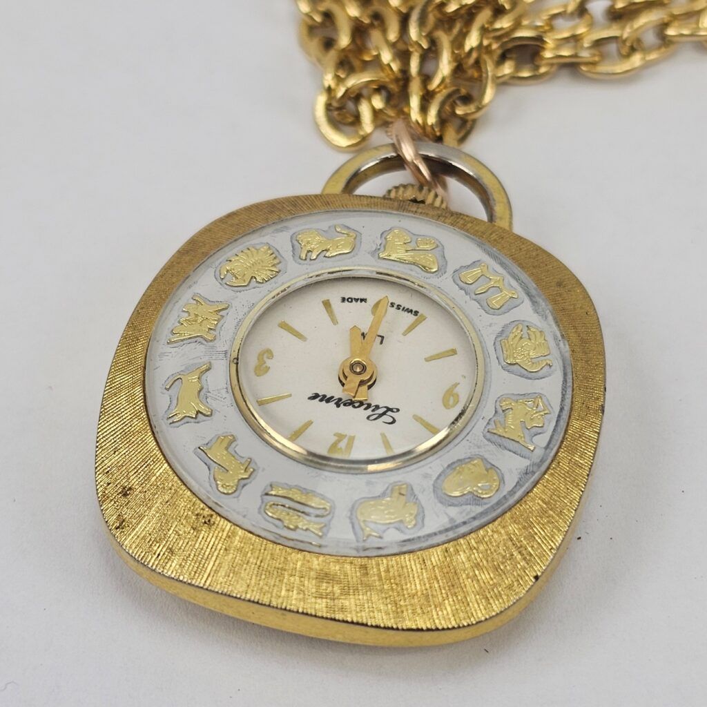 Vintage Swiss Lucerne Fob Watch and Chain - Sally Antiques