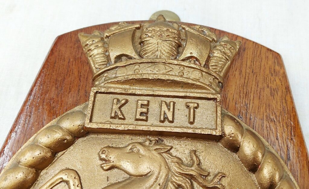 HMS Kent (54) Heavy Cruiser Bronze Boat Badge - Sally Antiques