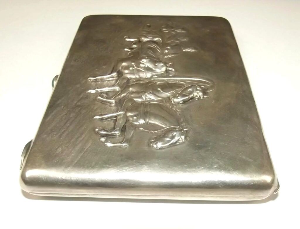 Russian Imperial Silver Cigarette Case Dated 1908, Moscow - Sally Antiques