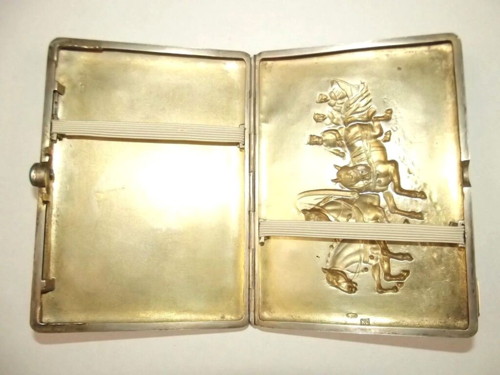 Russian Imperial Silver Cigarette Case Dated 1908, Moscow - Sally Antiques