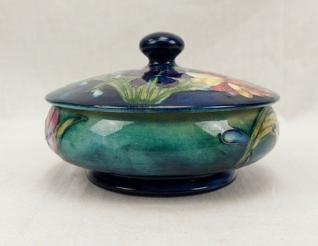 c1953 Moorcroft Spring Flowers Powder Bowl - Sally Antiques