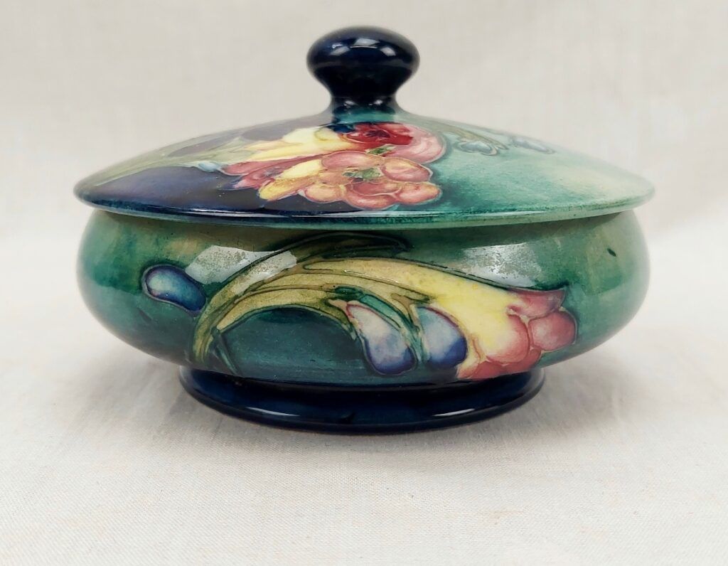 c1953 Moorcroft Spring Flowers Powder Bowl - Sally Antiques