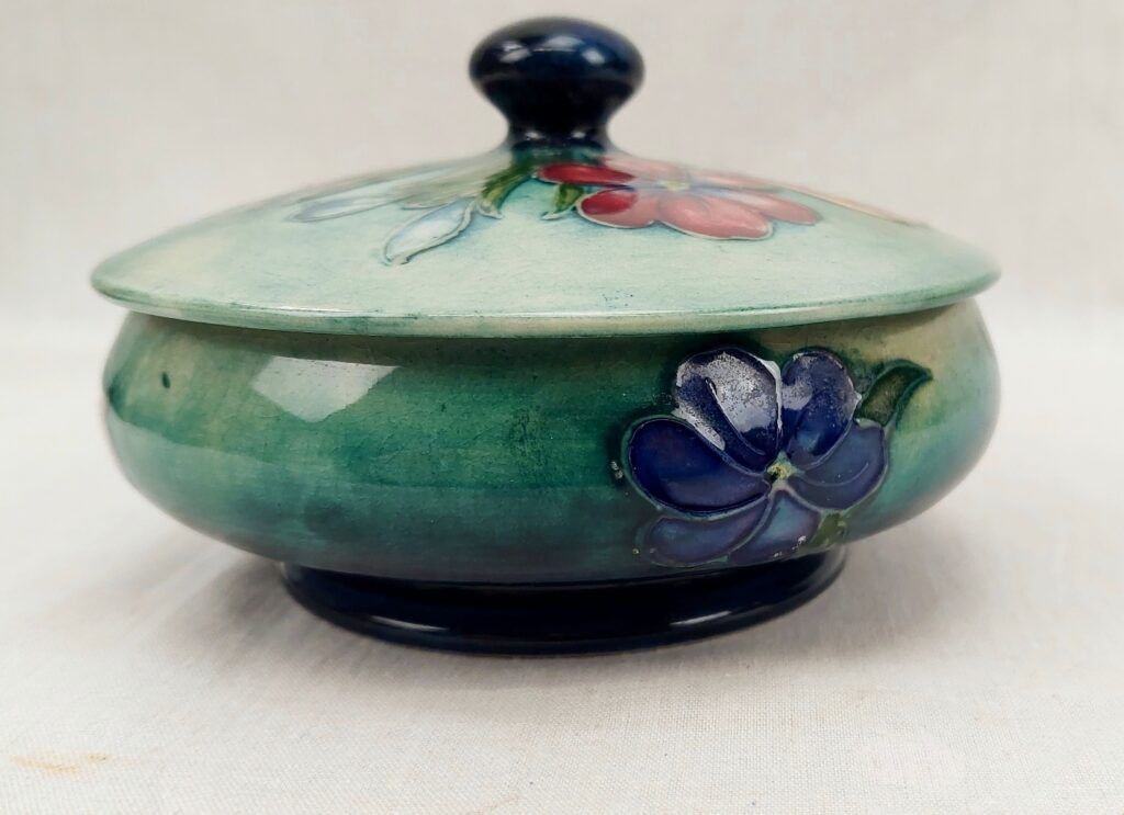 c1953 Moorcroft Spring Flowers Powder Bowl - Sally Antiques