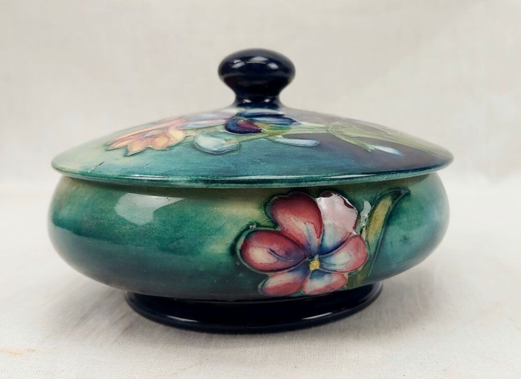 c1953 Moorcroft Spring Flowers Powder Bowl - Sally Antiques