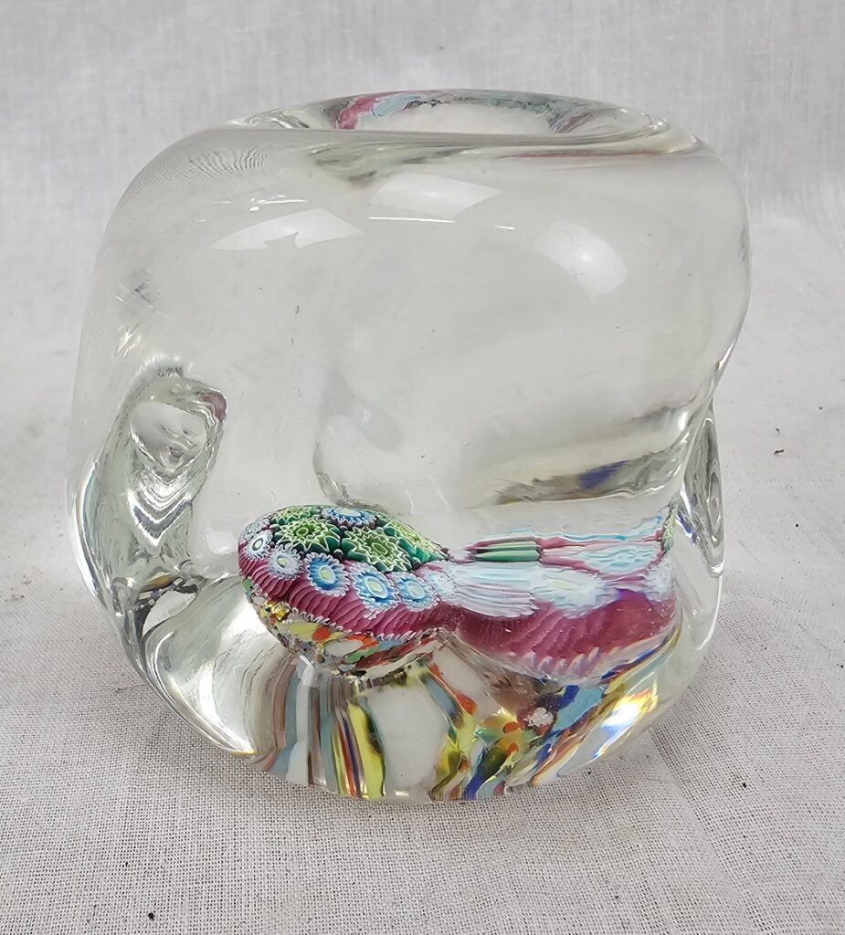 1960s Dimpled Murano Millefiori Paperweight - Sally Antiques