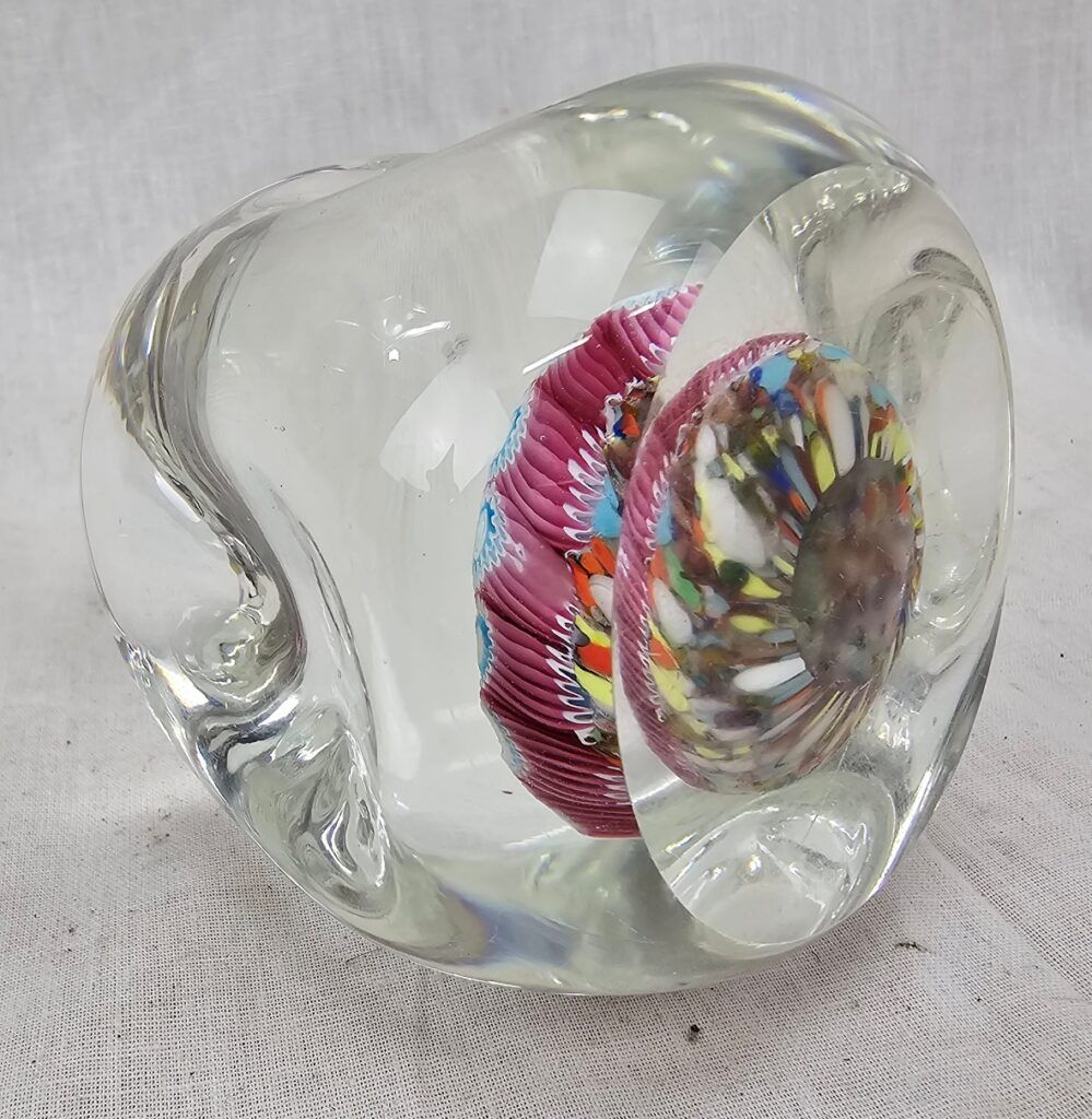 1960s Dimpled Murano Millefiori Paperweight - Sally Antiques