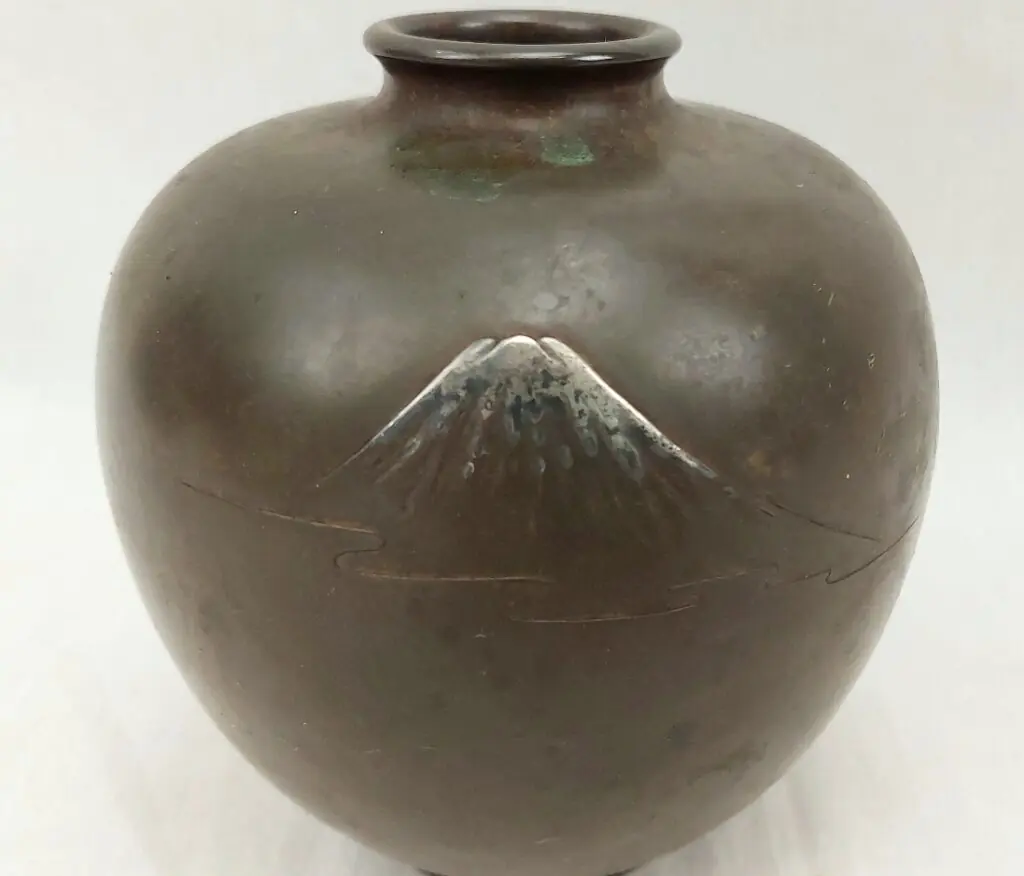 Meiji Period Japanese Bronze Silver And Bronze Overlay Vase By ...