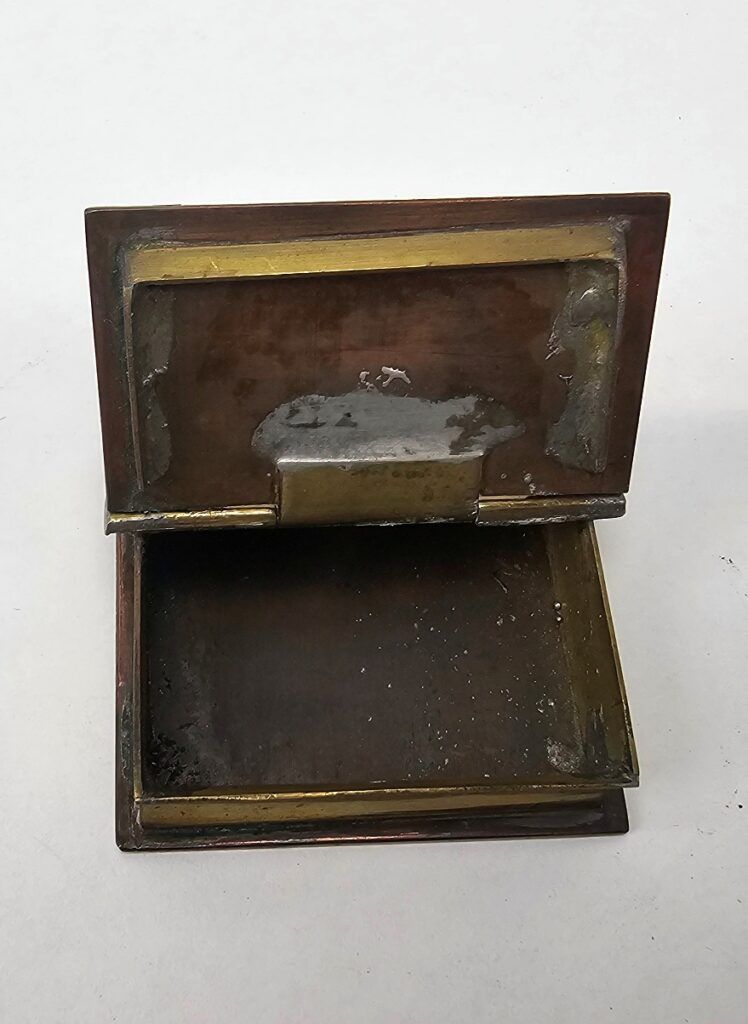 Victorian Brass And Copper Novelty Stamp Box In Book Form - Sally Antiques