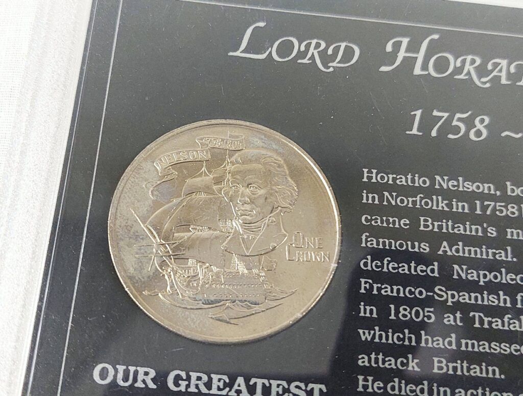 Lord Nelson Gibraltar One Crown Coin - Sally Antiques