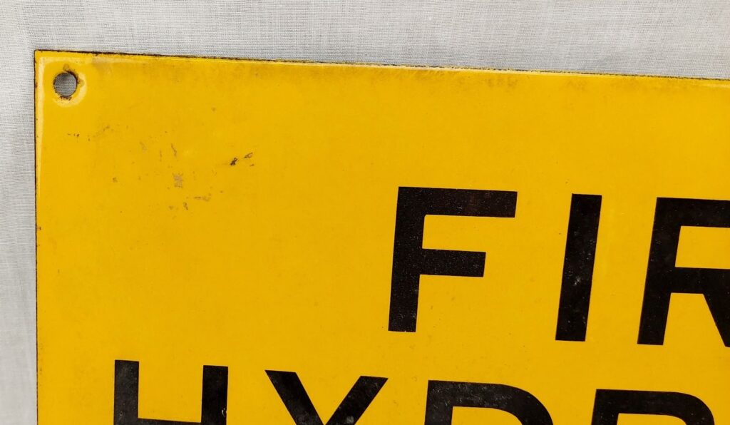 Vintage Enamel Metal Fire Hydrant Sign - Sally Antiques