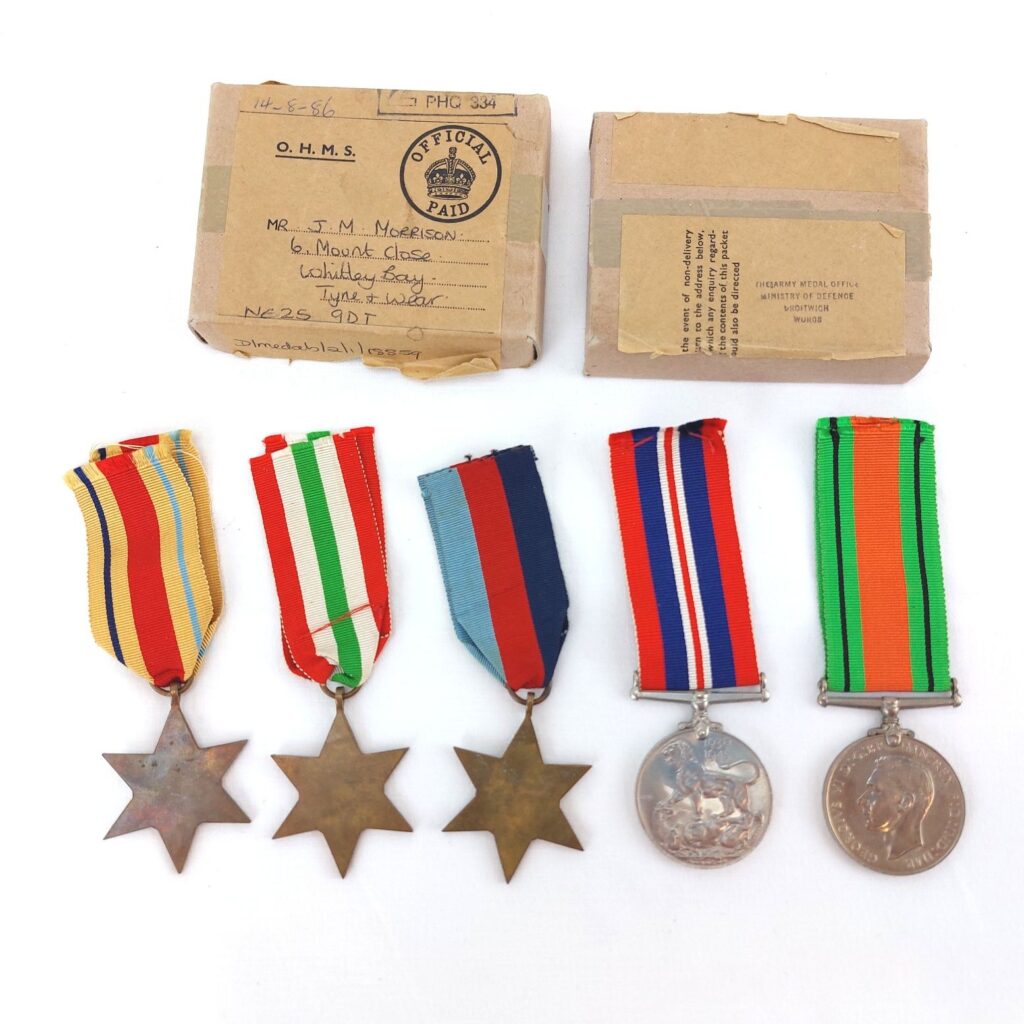 British, WWII, Five Medal Group to Mr J.M. Morrison, Whitley Bay — with ...