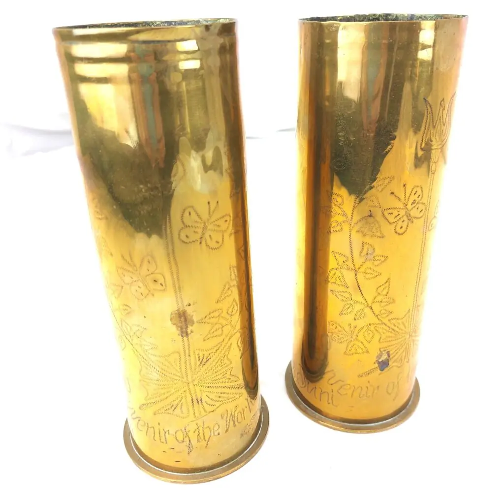 Imperial German, WW1, Pair of Trench Art Shell Case Vases — Dated 1917 ...
