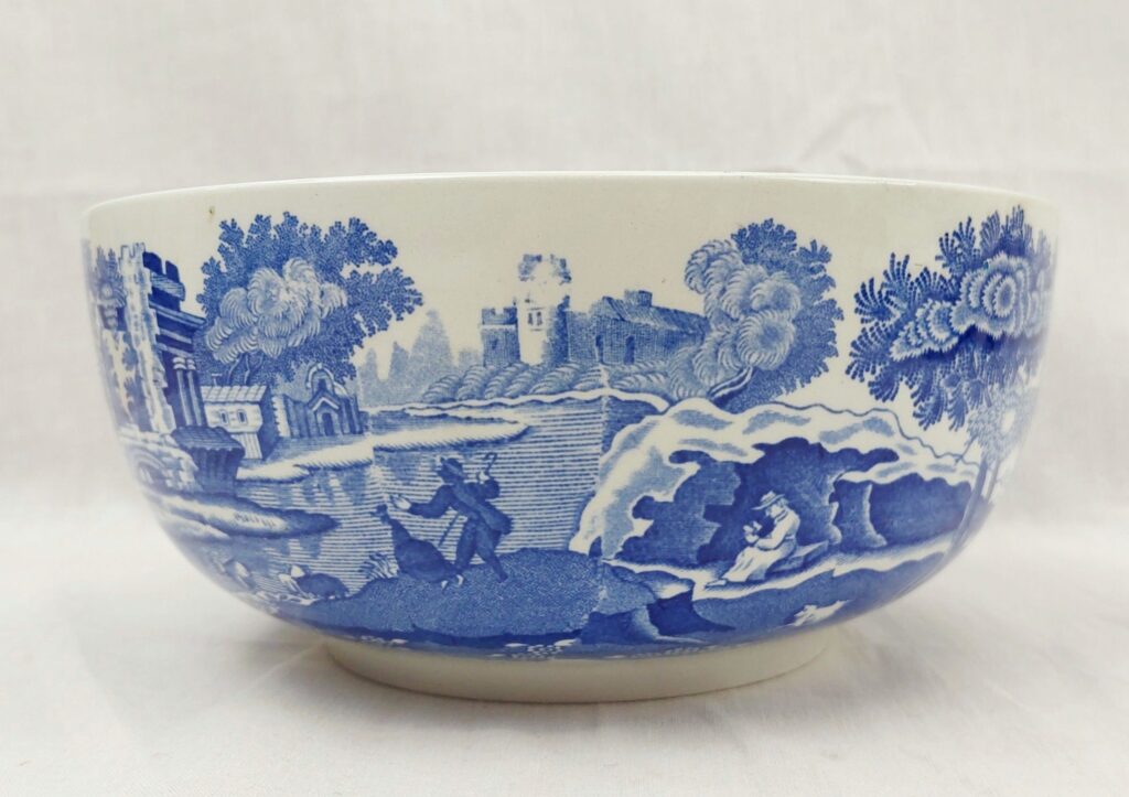 19th Century Spode Italian Blue Round Salad Bowl - Sally Antiques