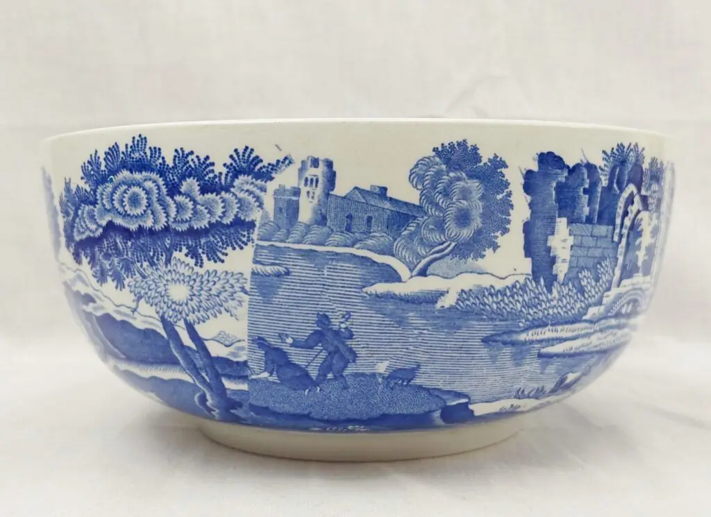 19th Century Spode Italian Blue Round Salad Bowl - Sally Antiques