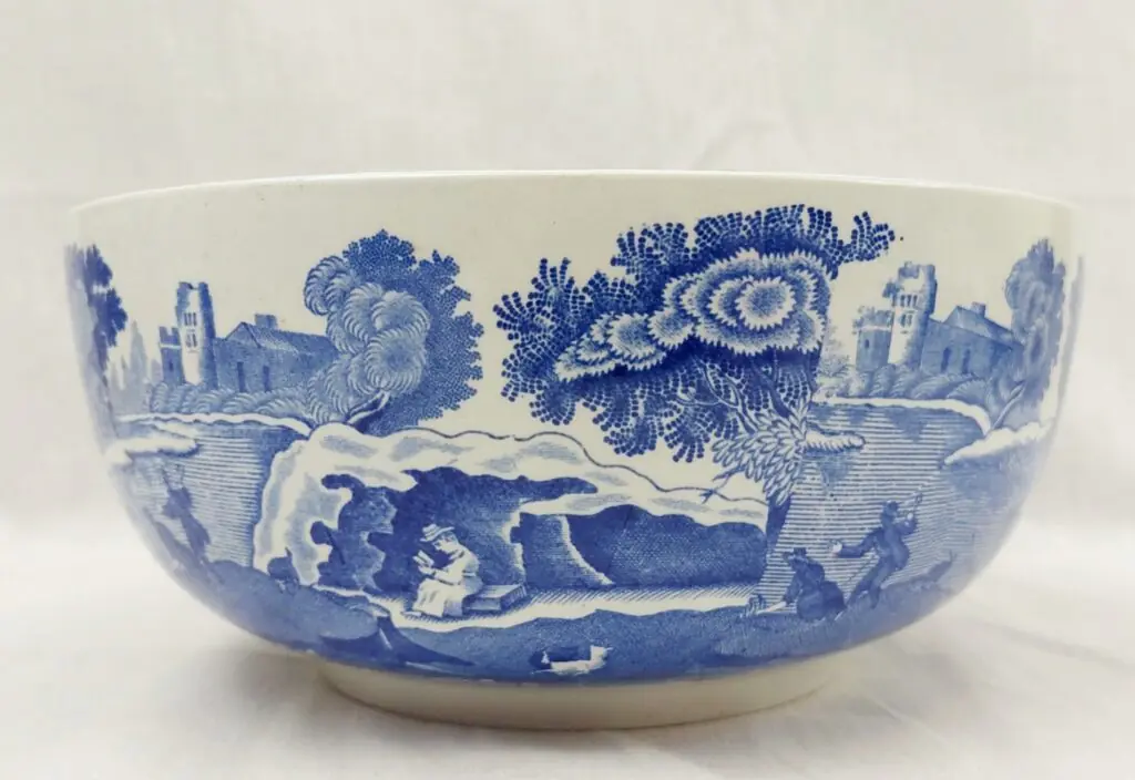 19th Century Spode Italian Blue Round Salad Bowl - Sally Antiques